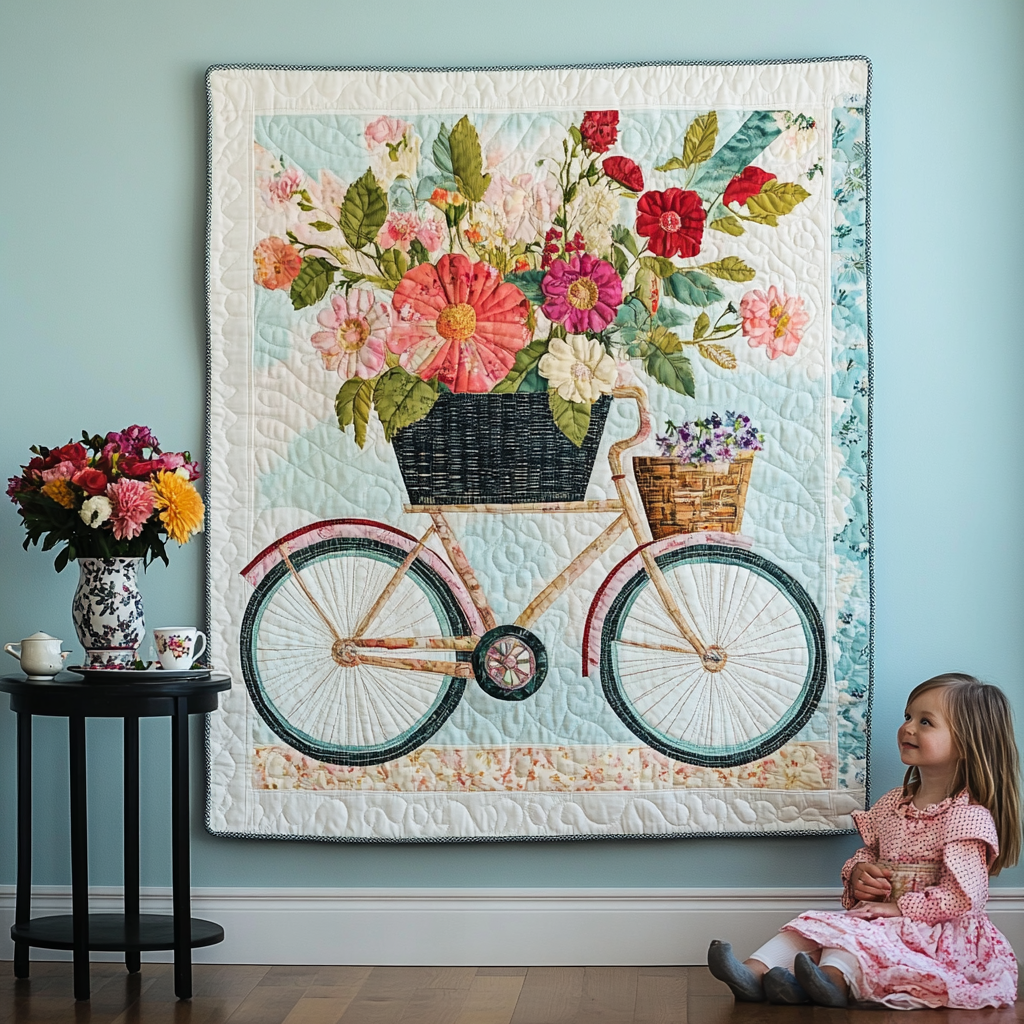Springtime Cycle Art Quilt Hanging NCU0TL1009 – Vantique