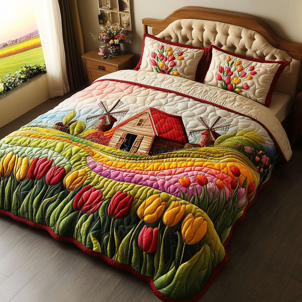 Springtime Whirl 3-Piece Quilted Bedding Set NCU0NT5456 – Vantique