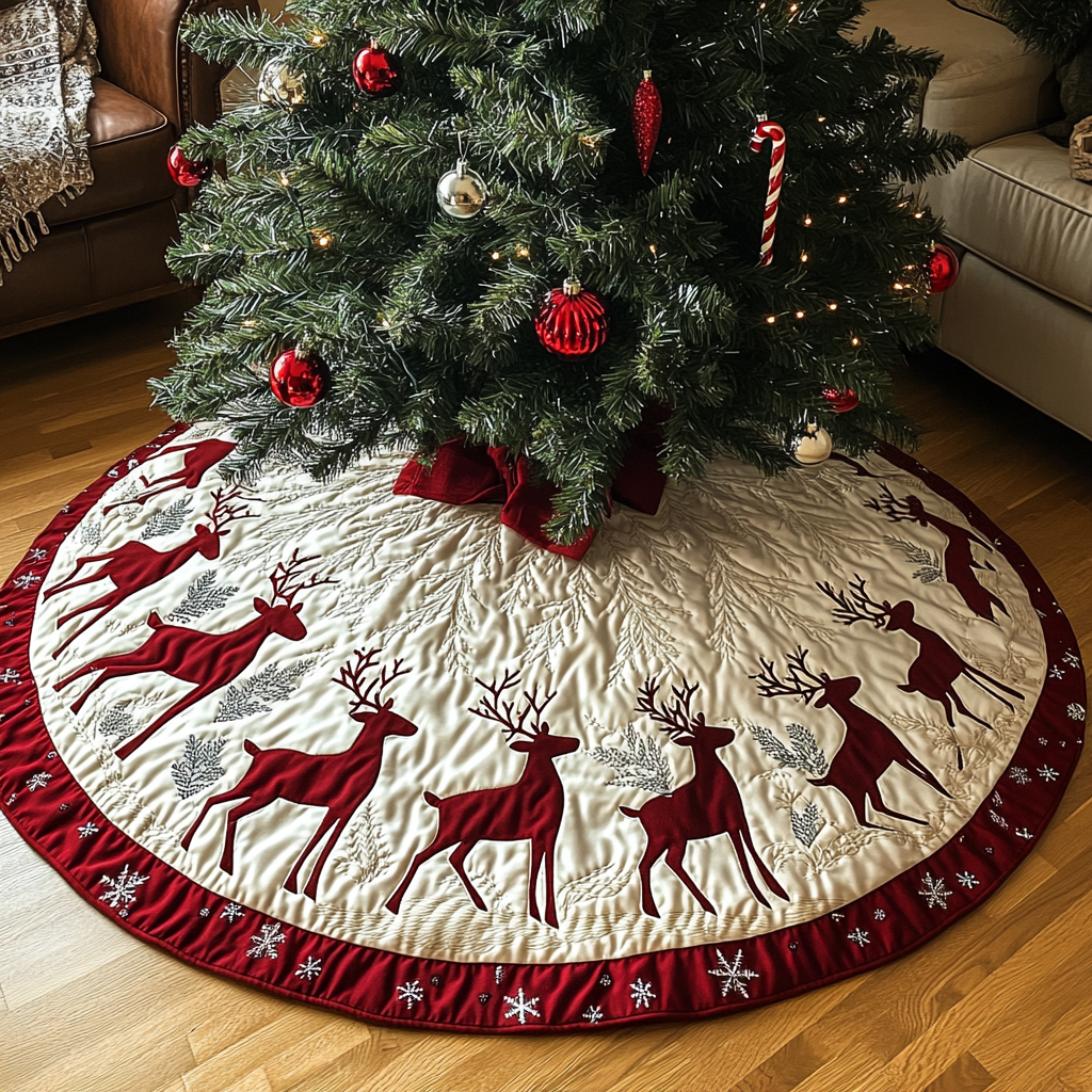 Starry Night Antlers Christmas Quilted Tree Skirt NCU0DK1478 – Vantique