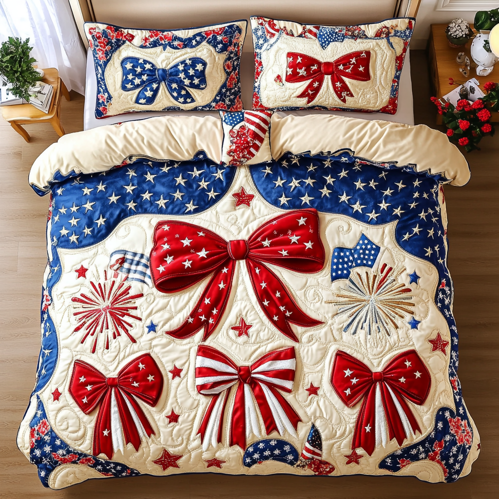 Starry Ribbons 3-Piece Quilted Bedding Set NCU0DK8467 – Vantique