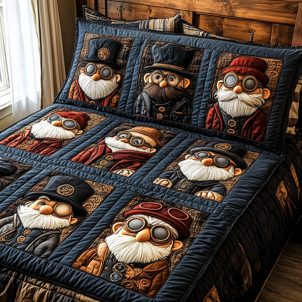 Steampunk Symphony 3-Piece Quilted Bedding Set NCU0DV2687 – Vantique