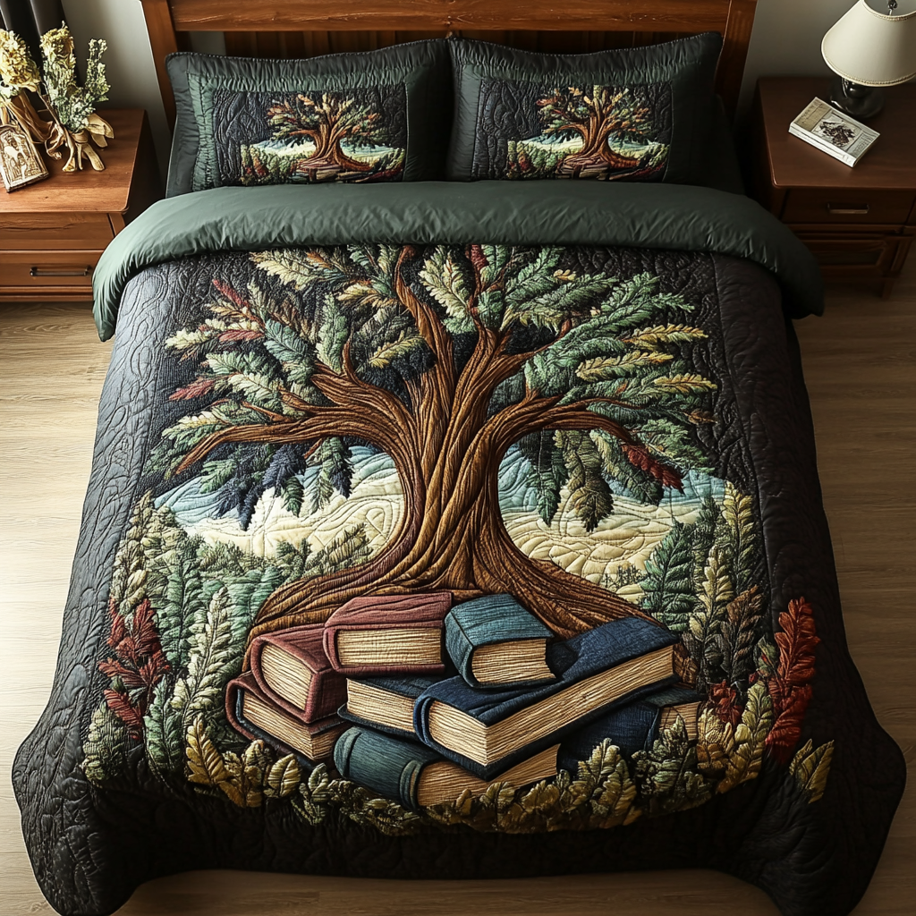 Story Tree 3-Piece Quilted Bedding Set NCU0VH5943 – Vantique