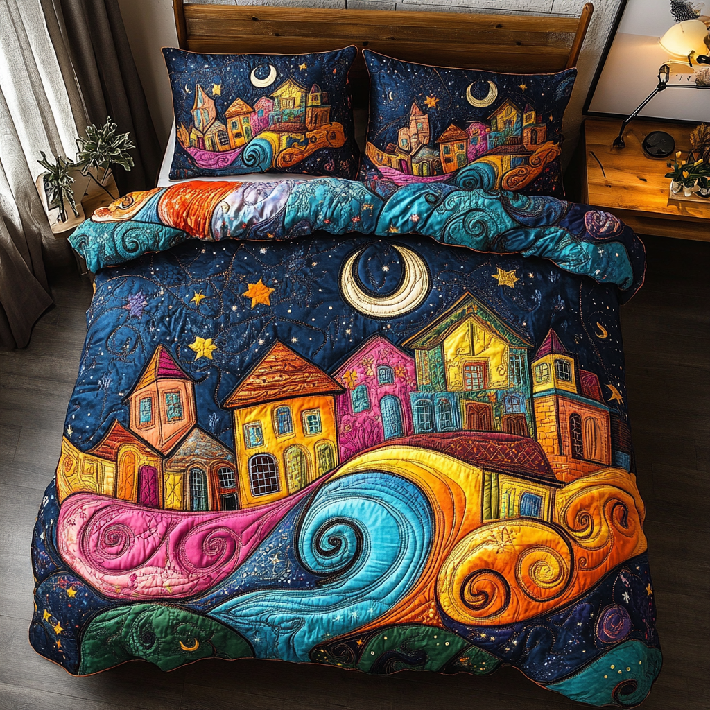 Street Scene 3-Piece Quilted Bedding Set NCU0DK7820 – Vantique