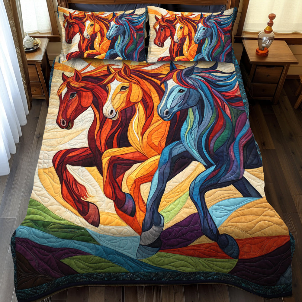 Stunning Horse Equestrian 3-Piece Quilted Bedding Set NCU0PD585 – Vantique