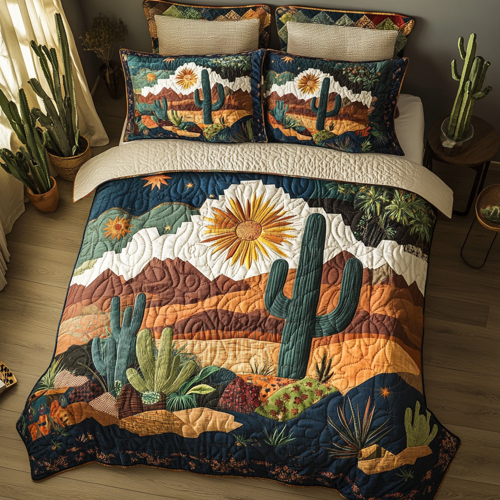 Succulent Serenity 3-Piece Quilted Bedding Set NCU0DK5101 – Vantique