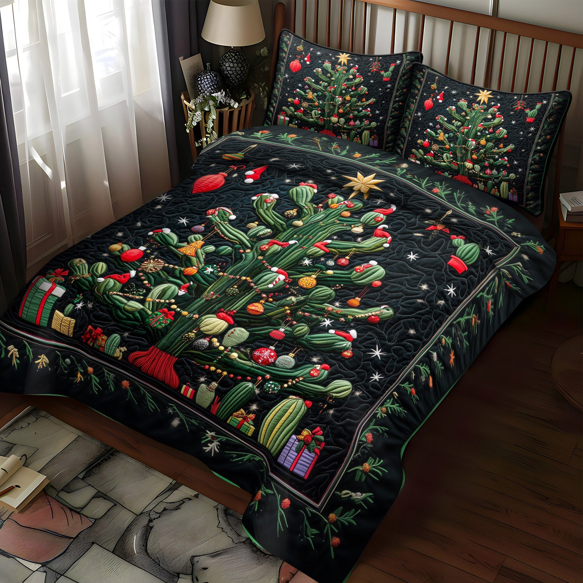Succulent Splendor 3-Piece Quilted Bedding Set NCU0PT2575 – Vantique
