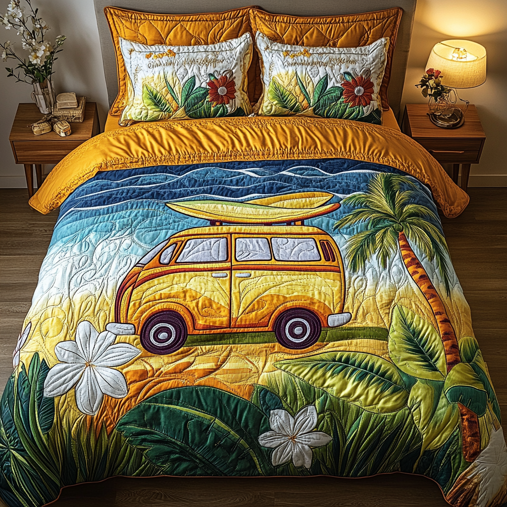 Summer Surf 3-Piece Quilted Bedding Set NCU0VL2049 – Vantique