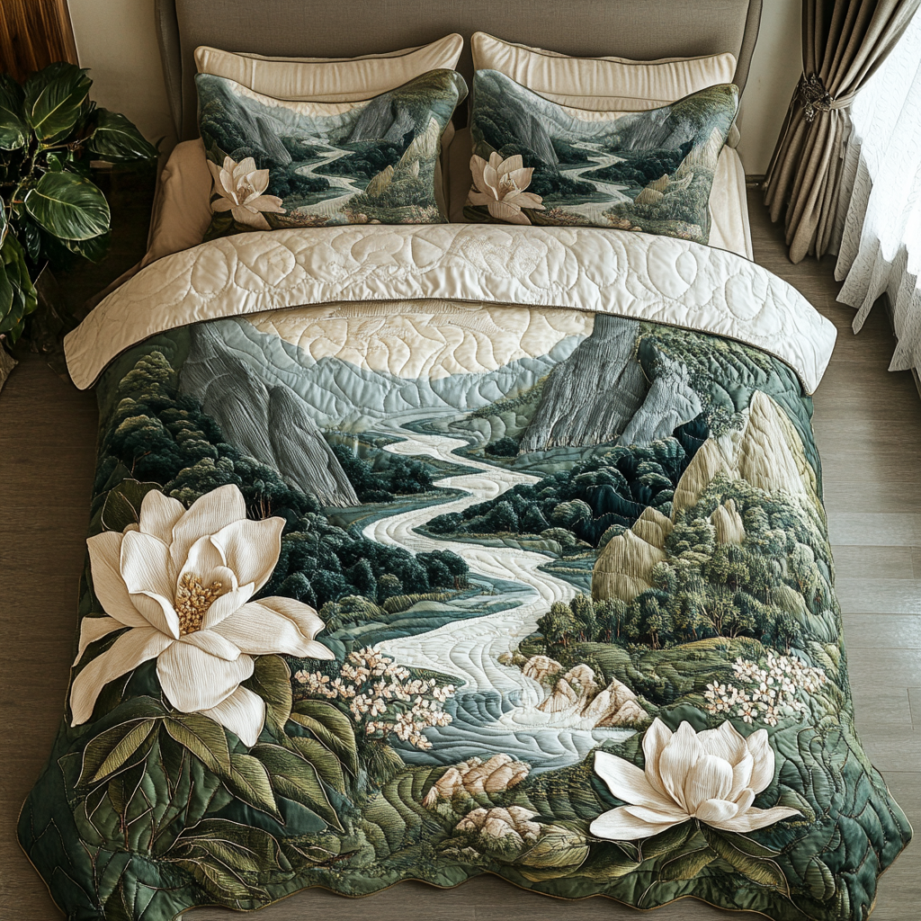 Summit Blossom 3-Piece Quilted Bedding Set NCU0VH4720 – Vantique