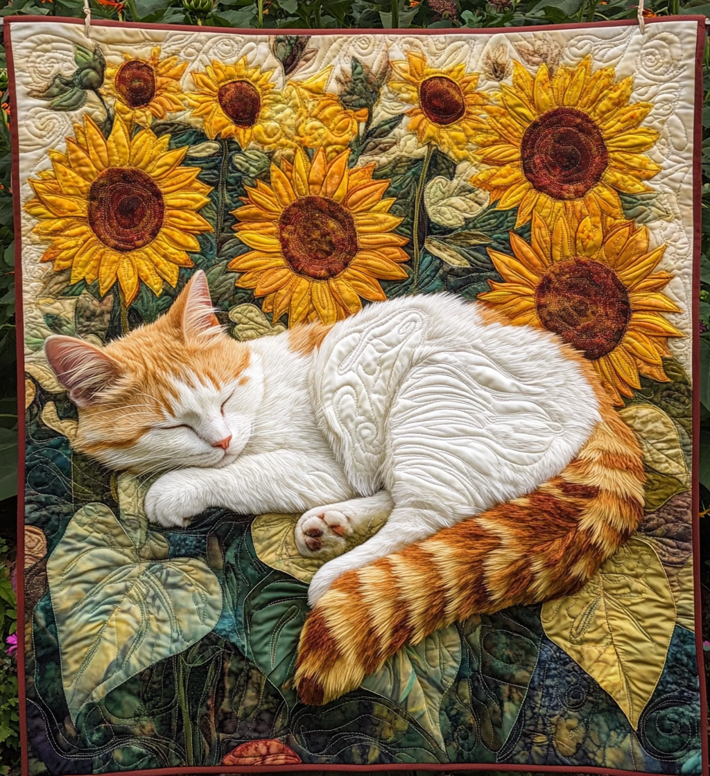 Sunbathing Kitten Quilted Blanket NCU0DV670 – Vantique