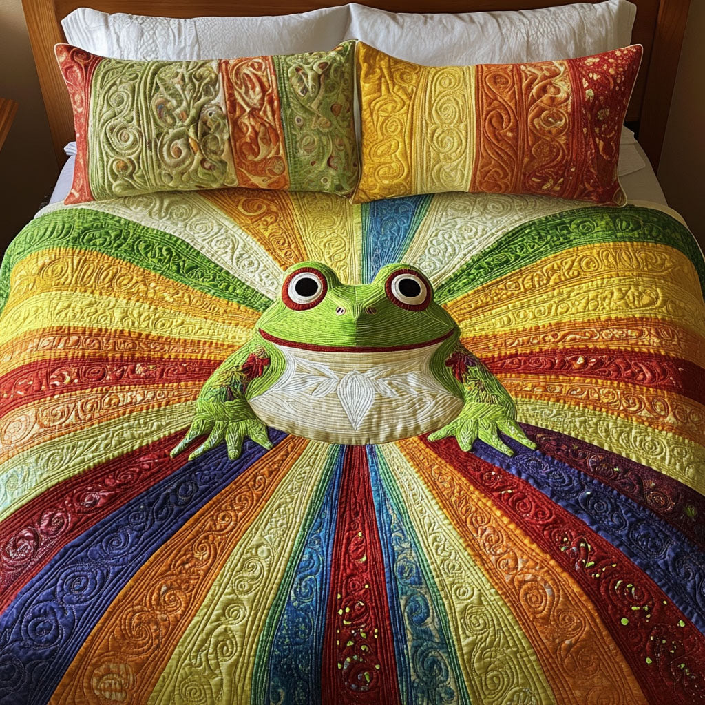 Sunburst Frog Magic 3-Piece Quilted Bedding Set NCU0NT3964 – Vantique