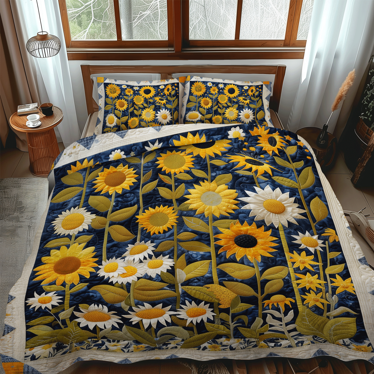 Sunflower Symphony 3-Piece Quilted Bedding Set NCU0TH1007 – Vantique