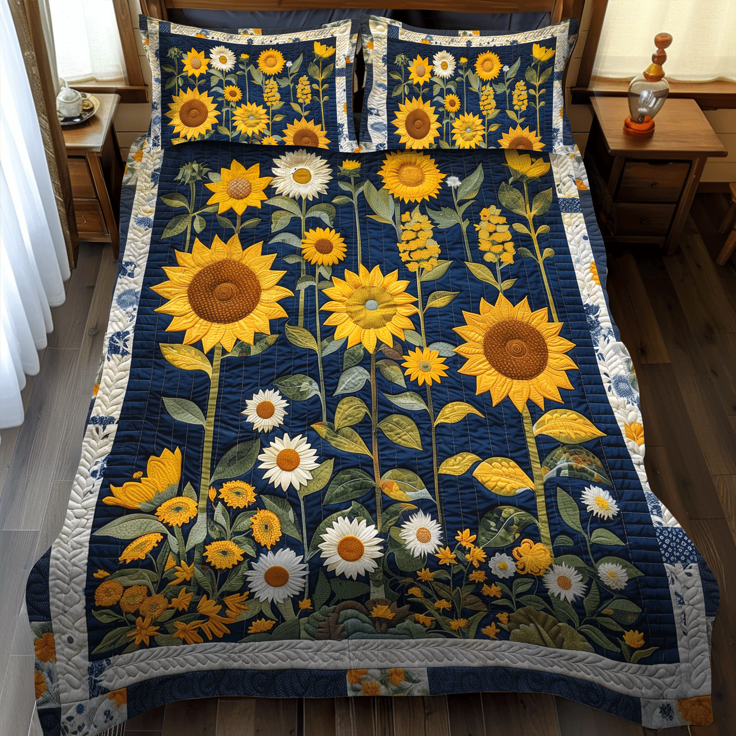 Sunflower Radiance 3-Piece Quilted Bedding Set NCU0TH1006 – Vantique