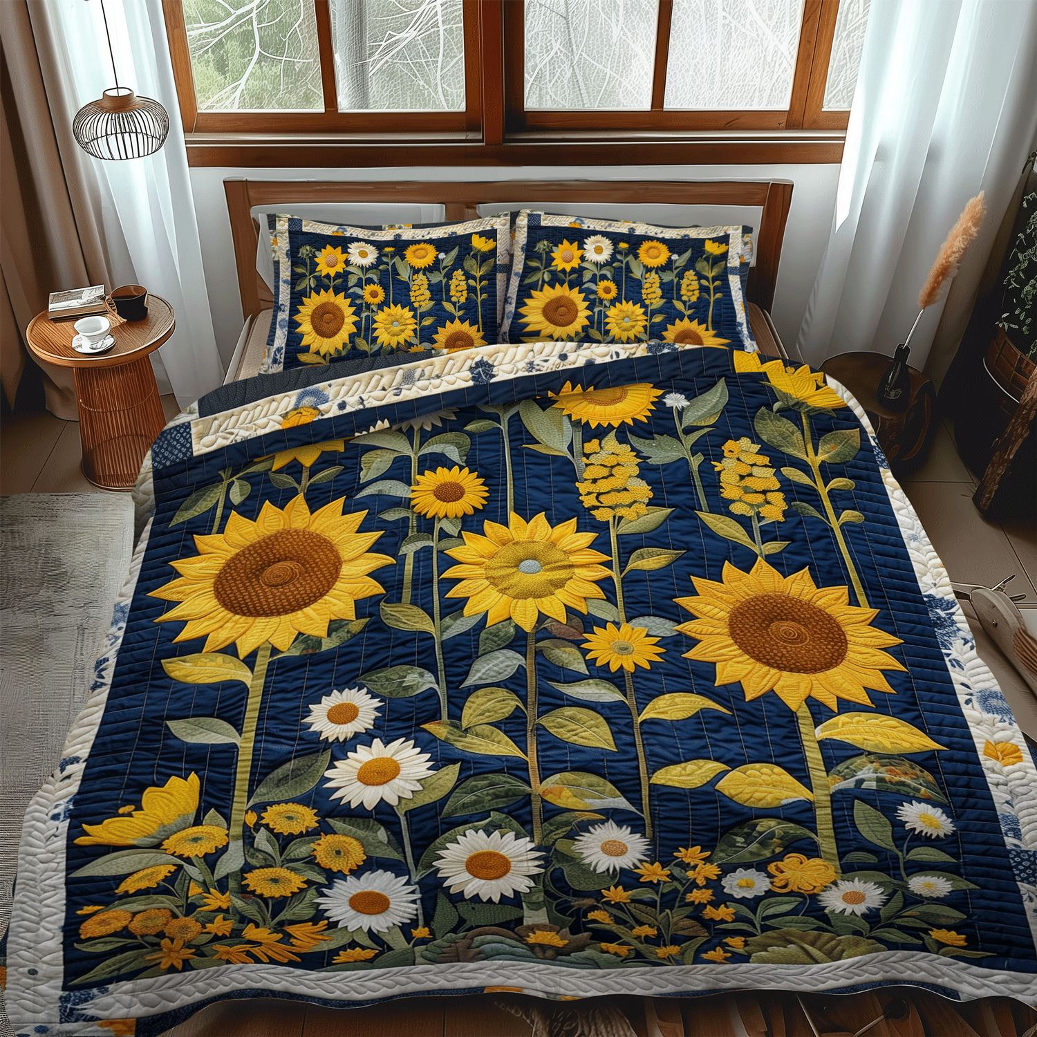 Sunflower Radiance 3-Piece Quilted Bedding Set NCU0TH1006 – Vantique