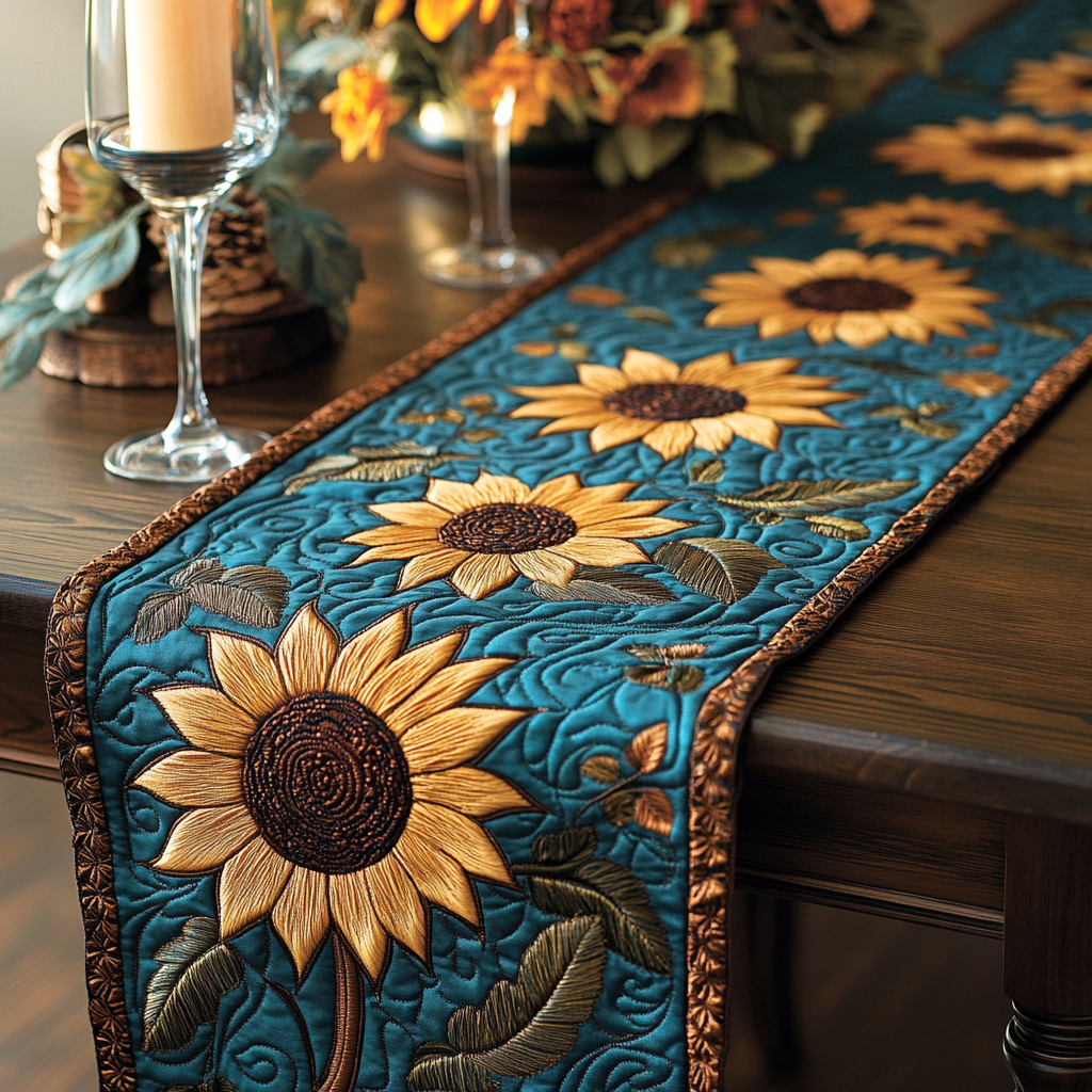 Sunflower Charm Quilted Table Runner NCU0VH2282 – Vantique