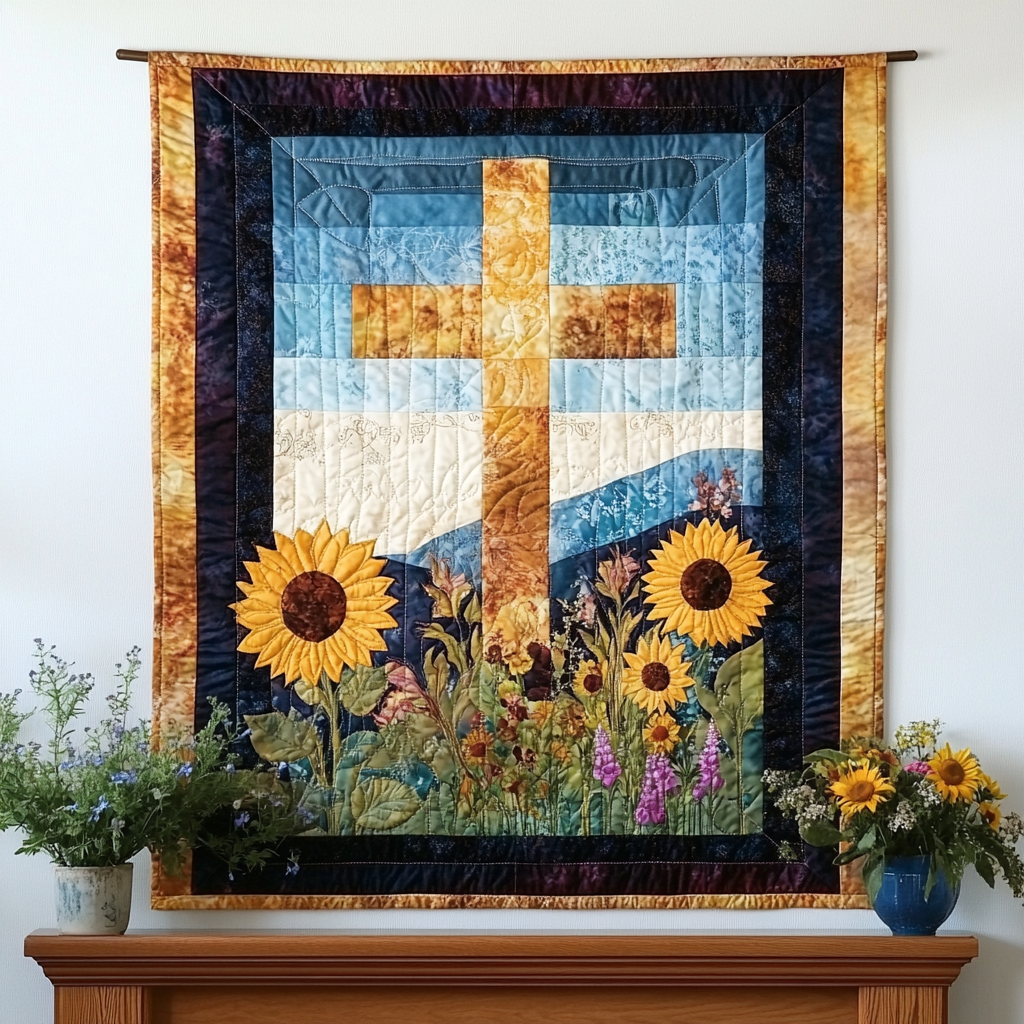 Sunflower Solace Art Quilt Hanging NCU0TL934 – Vantique