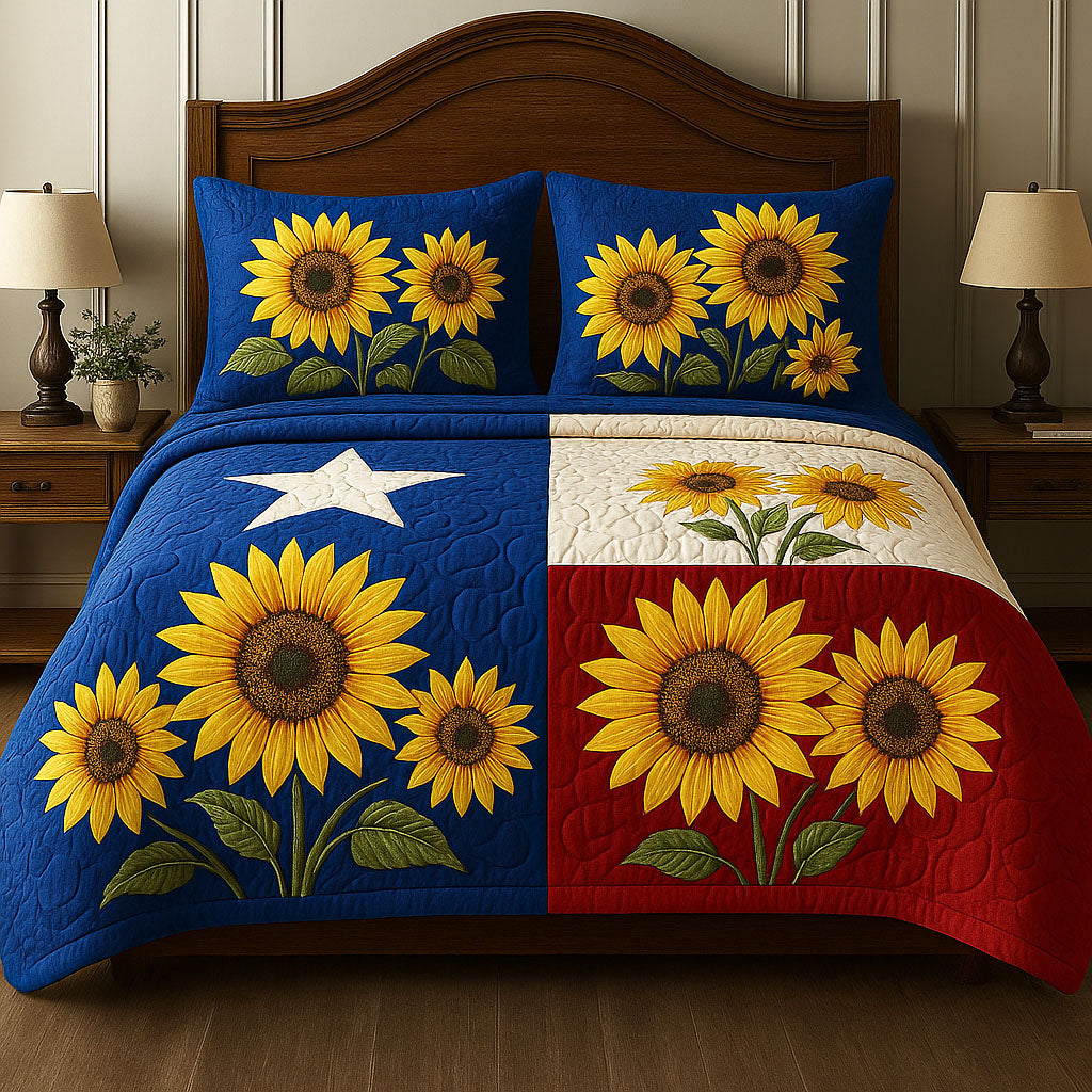 Sunflower State 3-Piece Quilted Bedding Set NCU0NT6349 – Vantique