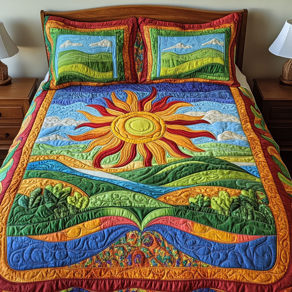 Sunlit Horizon 3-Piece Quilted Bedding Set NCU0NT2984 – Vantique