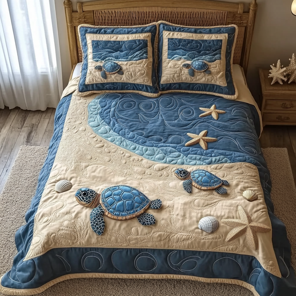 Sunlit Seashore 3-Piece Quilted Bedding Set NCU0DV1919 – Vantique