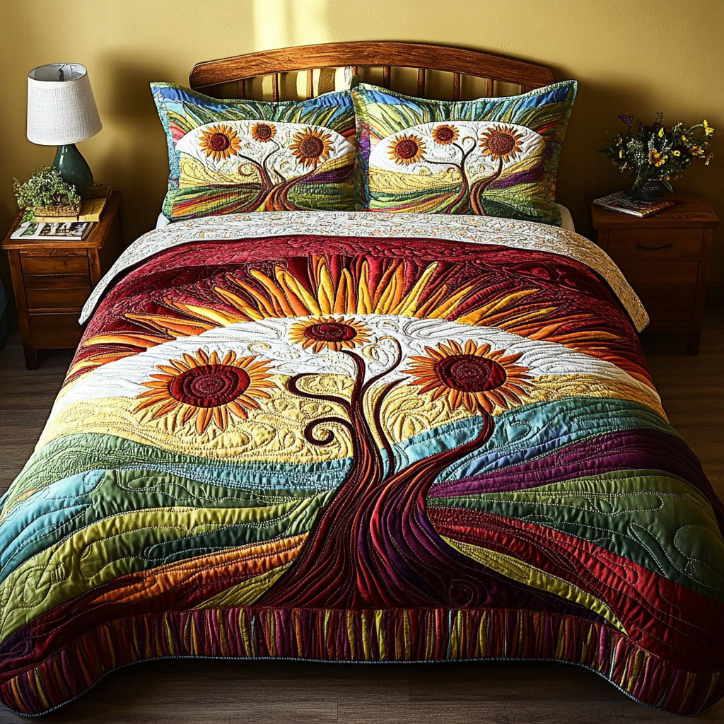 Sunny Blossom Escape 3-Piece Quilted Bedding Set NCU0PT4485 – Vantique