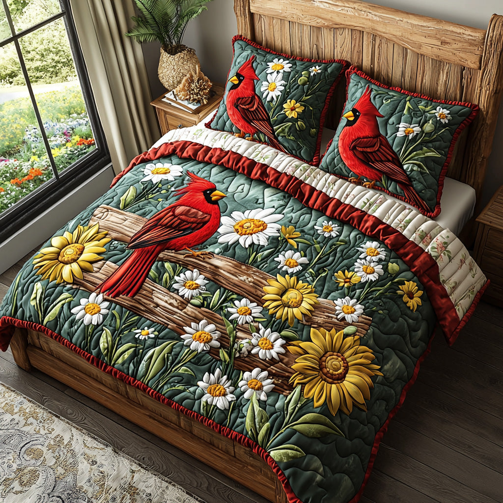 Sunny Cardinal 3-Piece Quilted Bedding Set NCU0DV6669 – Vantique