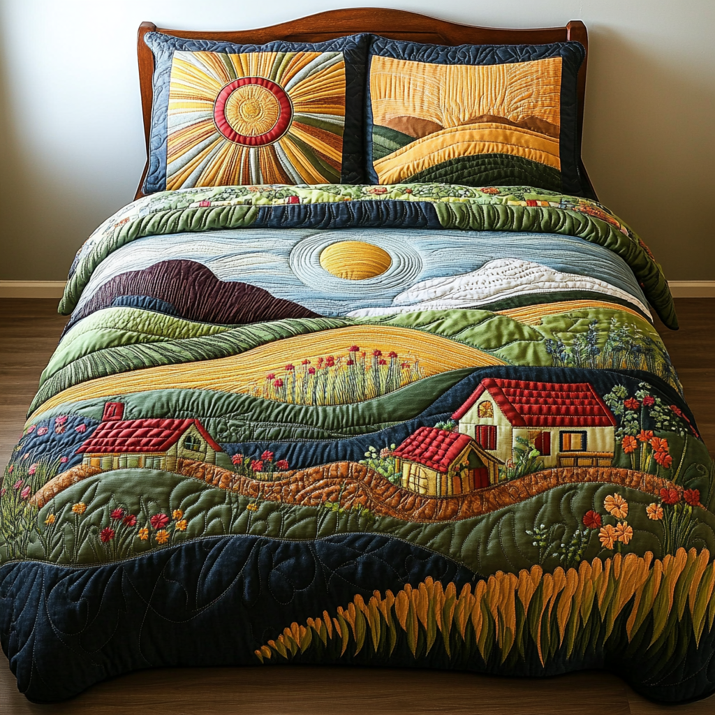 Sunny Fields 3-Piece Quilted Bedding Set NCU0DK9823 – Vantique