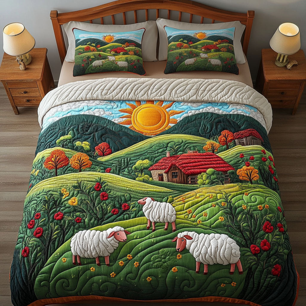 Sunny Pasture Hills 3-Piece Quilted Bedding Set NCU0NT4316 – Vantique