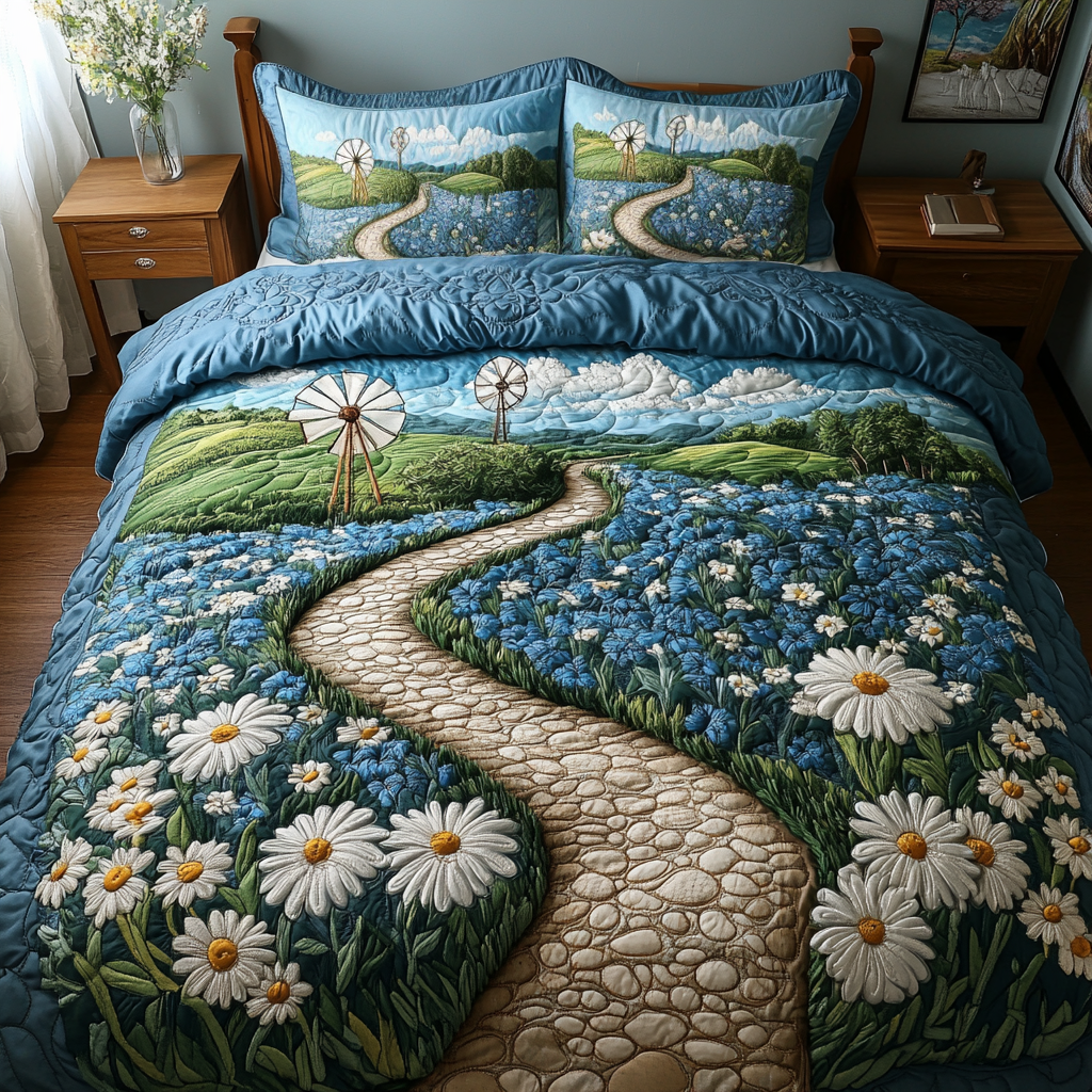 Sunny Pathway 3-Piece Quilted Bedding Set NCU0VH4803 – Vantique