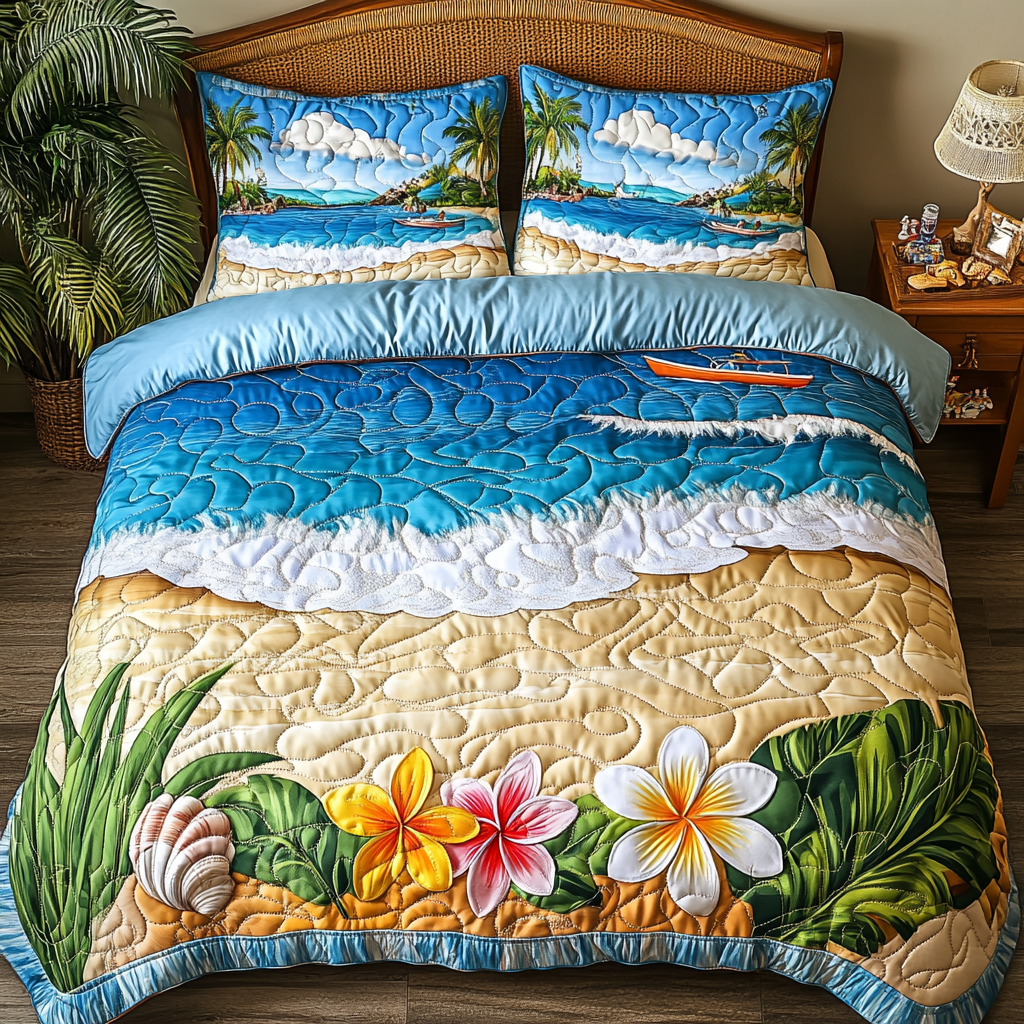 Sunny Shore 3-Piece Quilted Bedding Set NCU0DK7535 – Vantique