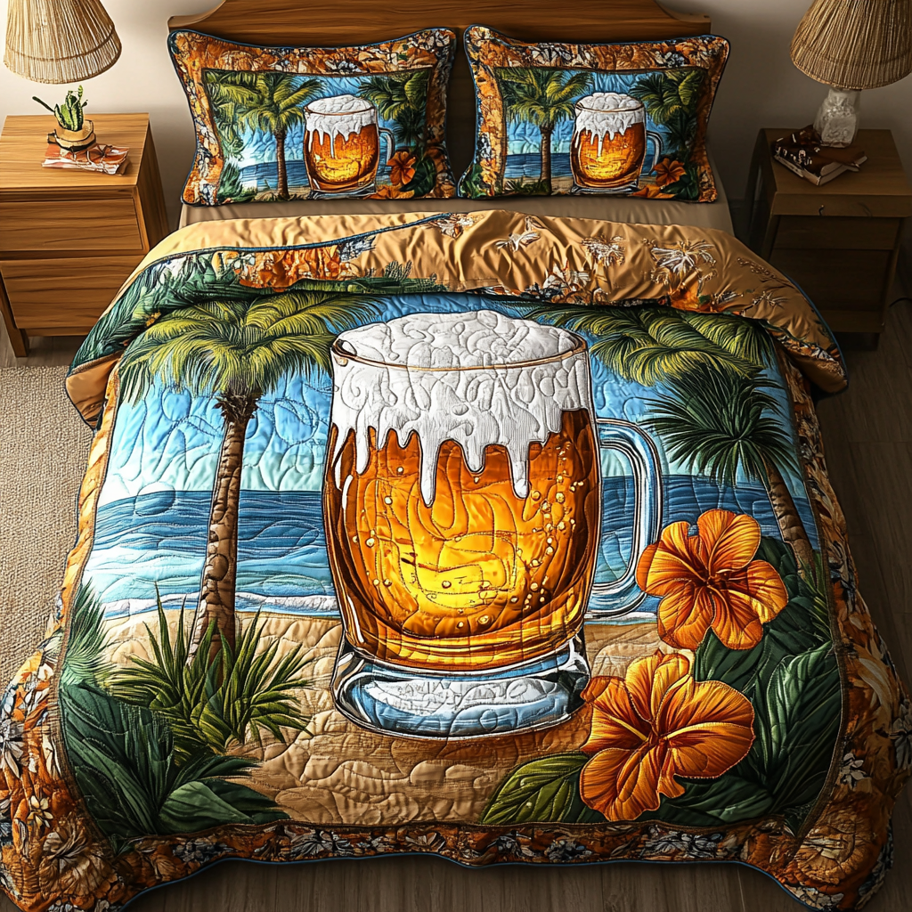 Sunset Brew 3-Piece Quilted Bedding Set NCU0VL1978 – Vantique