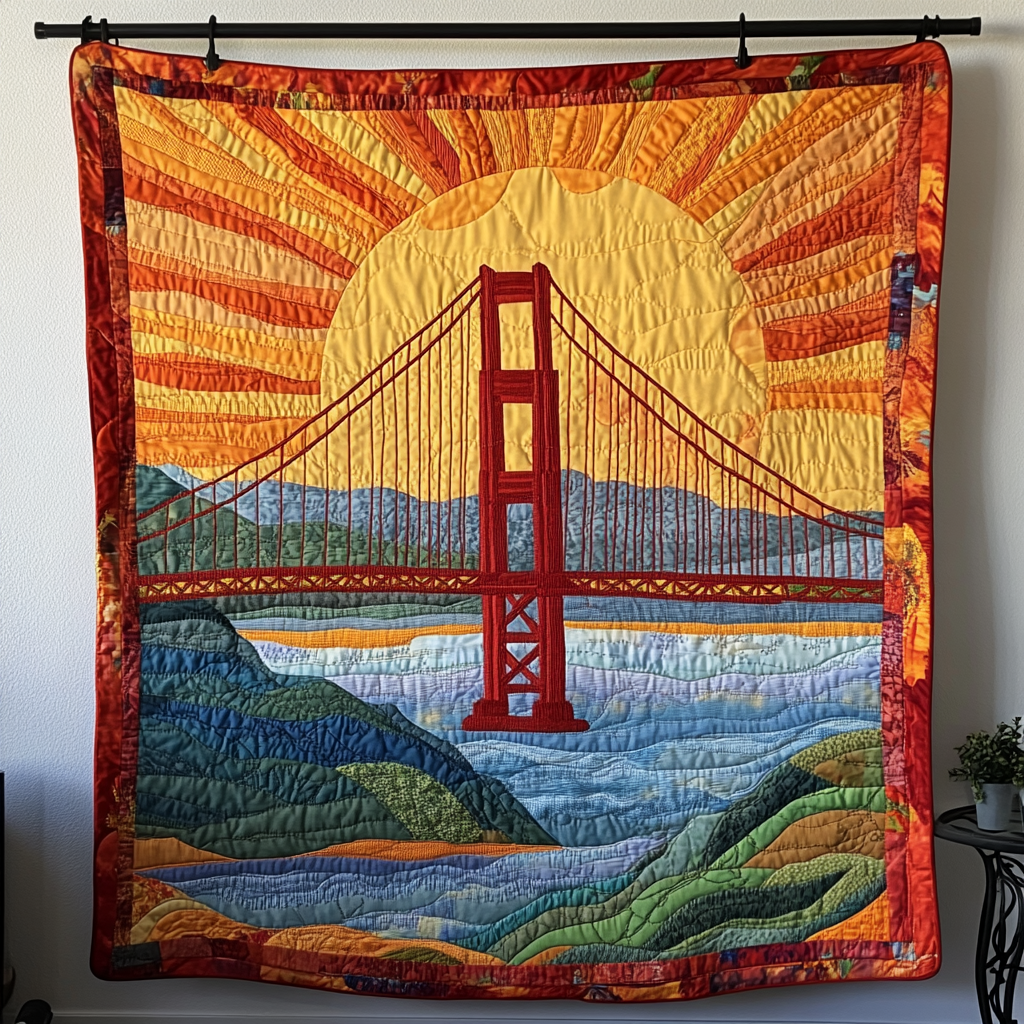 Sunset Bridge Quilted Blanket NCU0DK6465 – Vantique