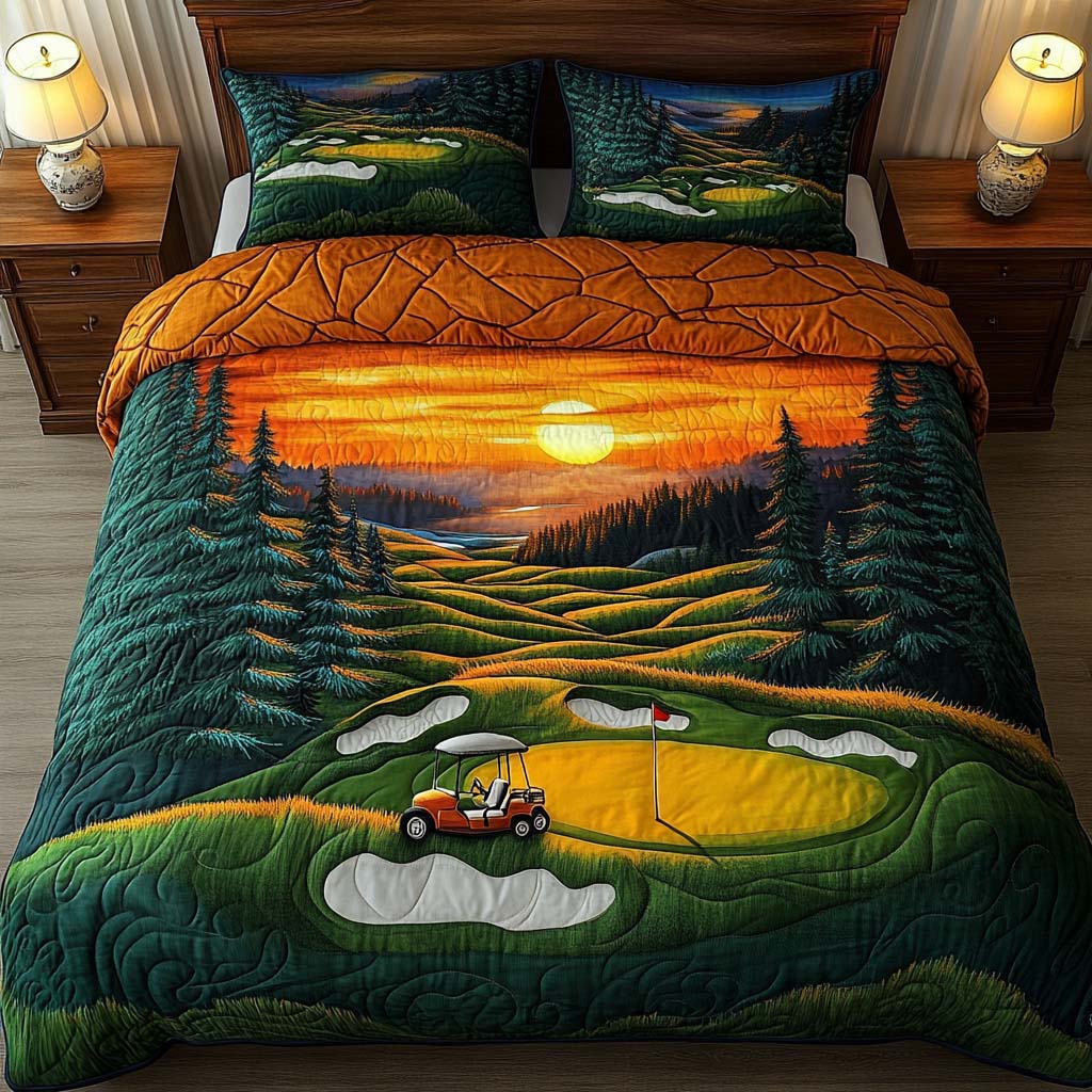 Sunset Cove Golf Course 3-Piece Quilted Bedding Set NCU0NT7614 – Vantique