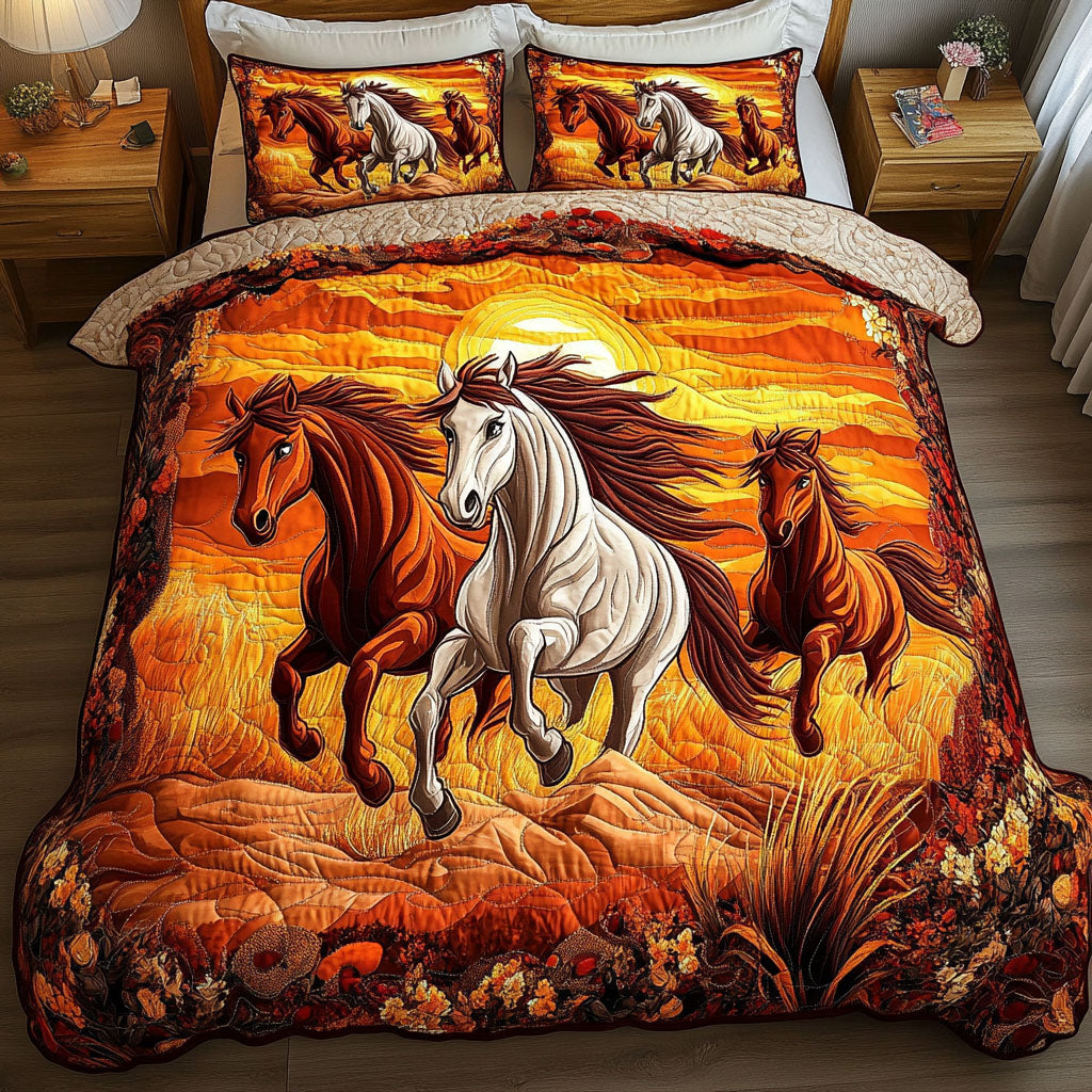 Sunset Gallop 3-Piece Quilted Bedding Set NCU0NT3743 – Vantique