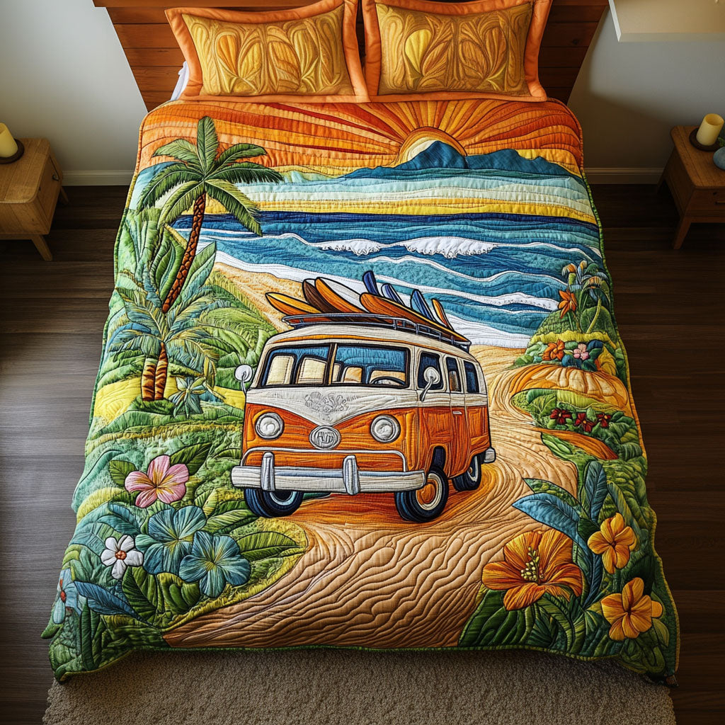 Sunset Palm Vibes 3-Piece Quilted Bedding Set NCU0PT6014 – Vantique
