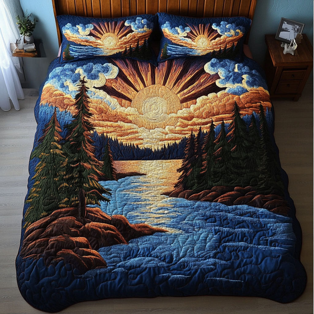 Sunset Serenity 3-Piece Quilted Bedding Set NCU0NT5581 – Vantique