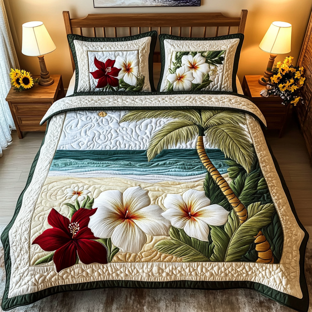 Sunset Serenity 3-Piece Quilted Bedding Set NCU0VL1852 – Vantique