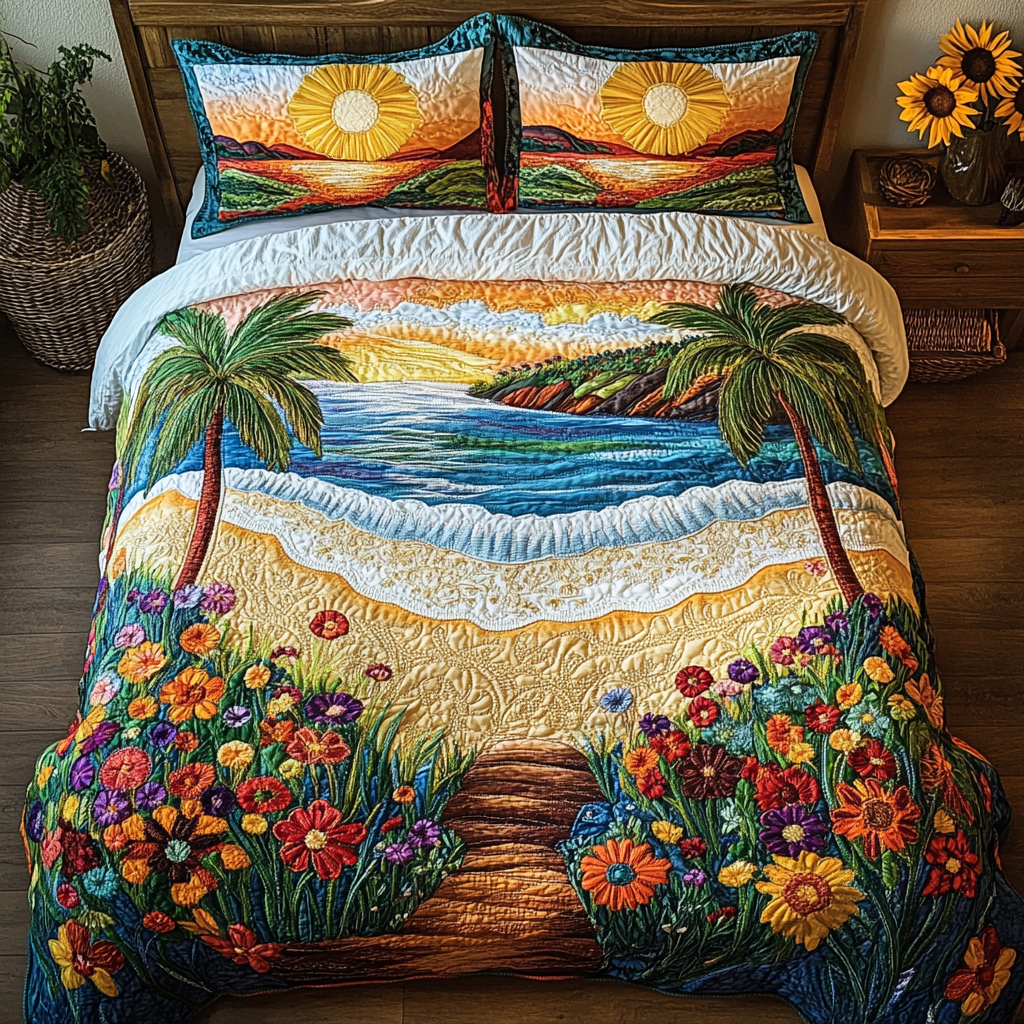Sunset Waves 3-Piece Quilted Bedding Set NCU0VL1779 – Vantique