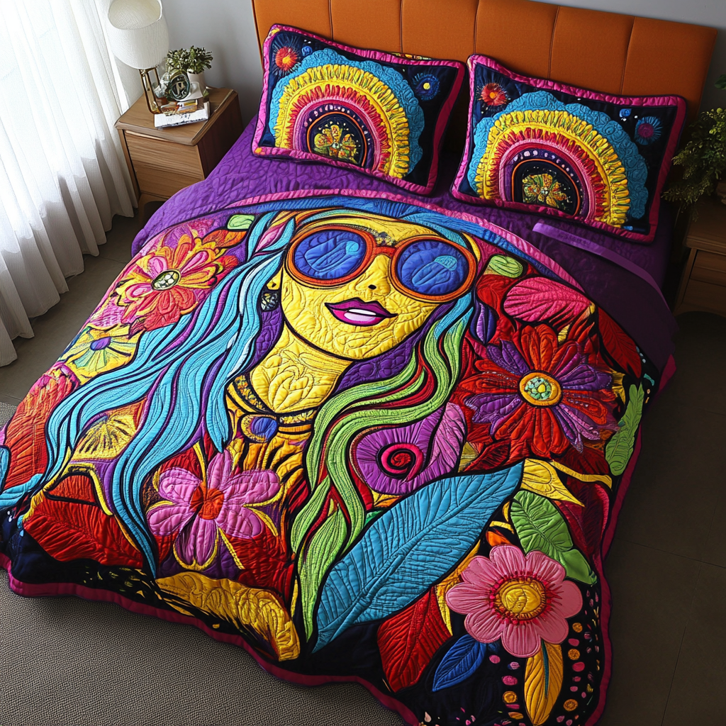 Sunshine Diva 3-Piece Quilted Bedding Set NCU0VL2768 – Vantique