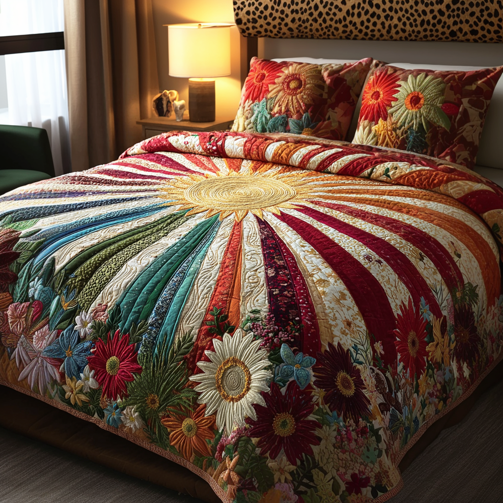 Sunshine Meadow 3-Piece Quilted Bedding Set NCU0VH5753 – Vantique
