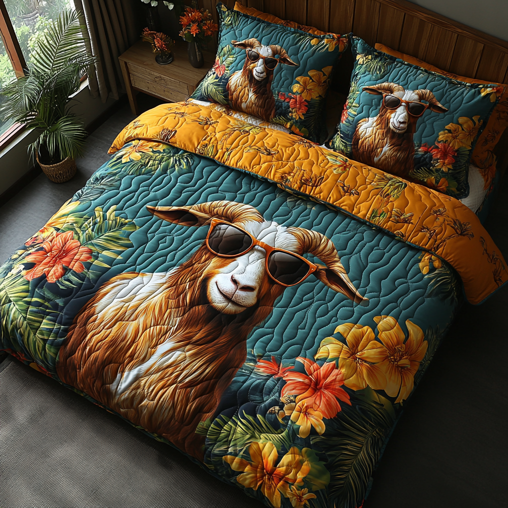 Super Goat 3-Piece Quilted Bedding Set NCU0DV3594 – Vantique