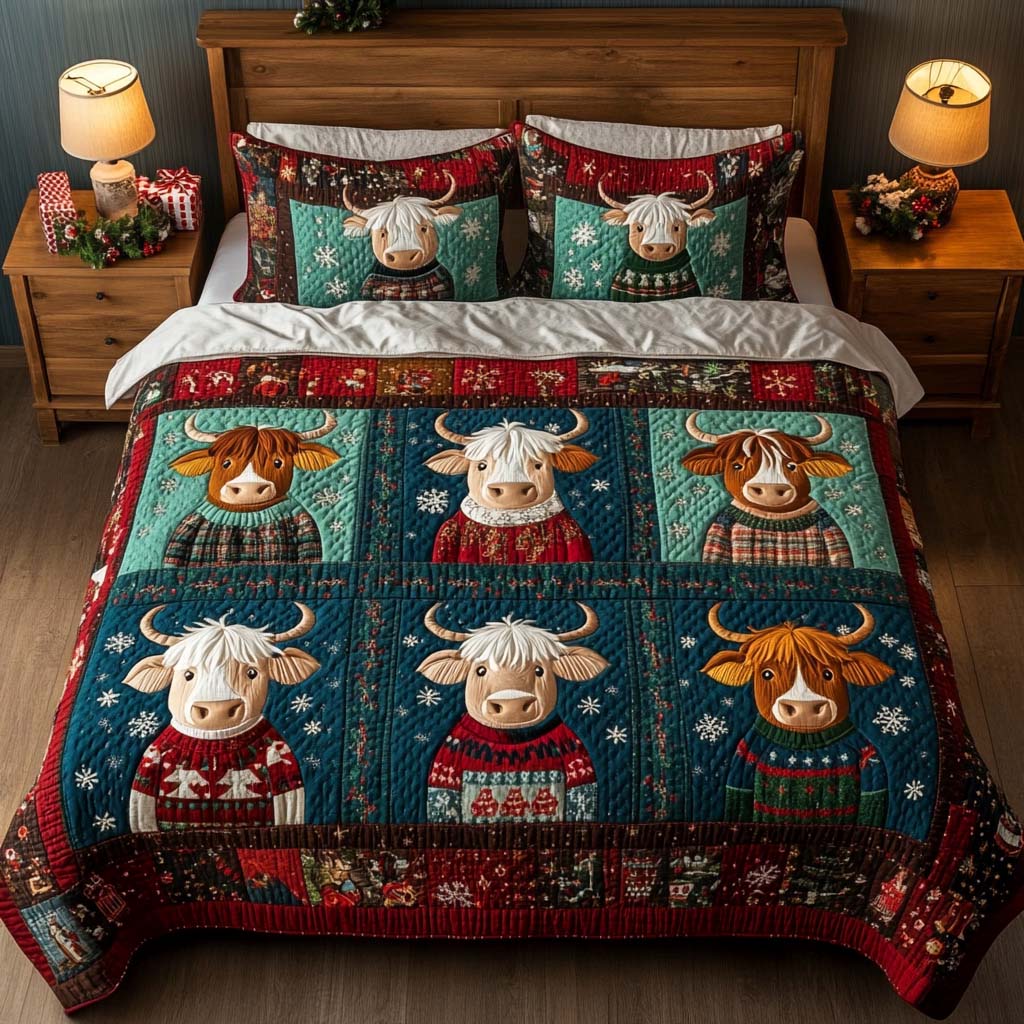 Sweater Season 3-Piece Quilted Bedding Set NCU0NT2464 – Vantique