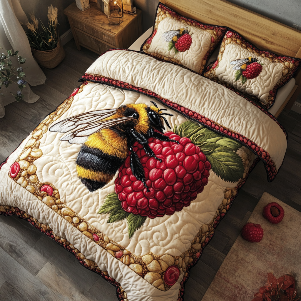 Sweet Bee 3-Piece Quilted Bedding Set NCU0DK8912 – Vantique