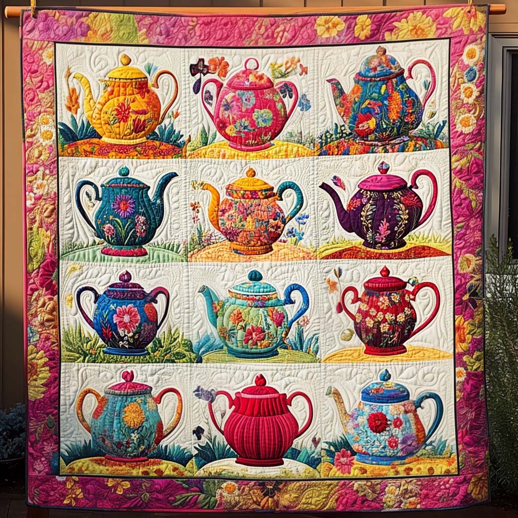 Teapot Collection Delight Art Quilt Hanging NCU0NT841 – Vantique