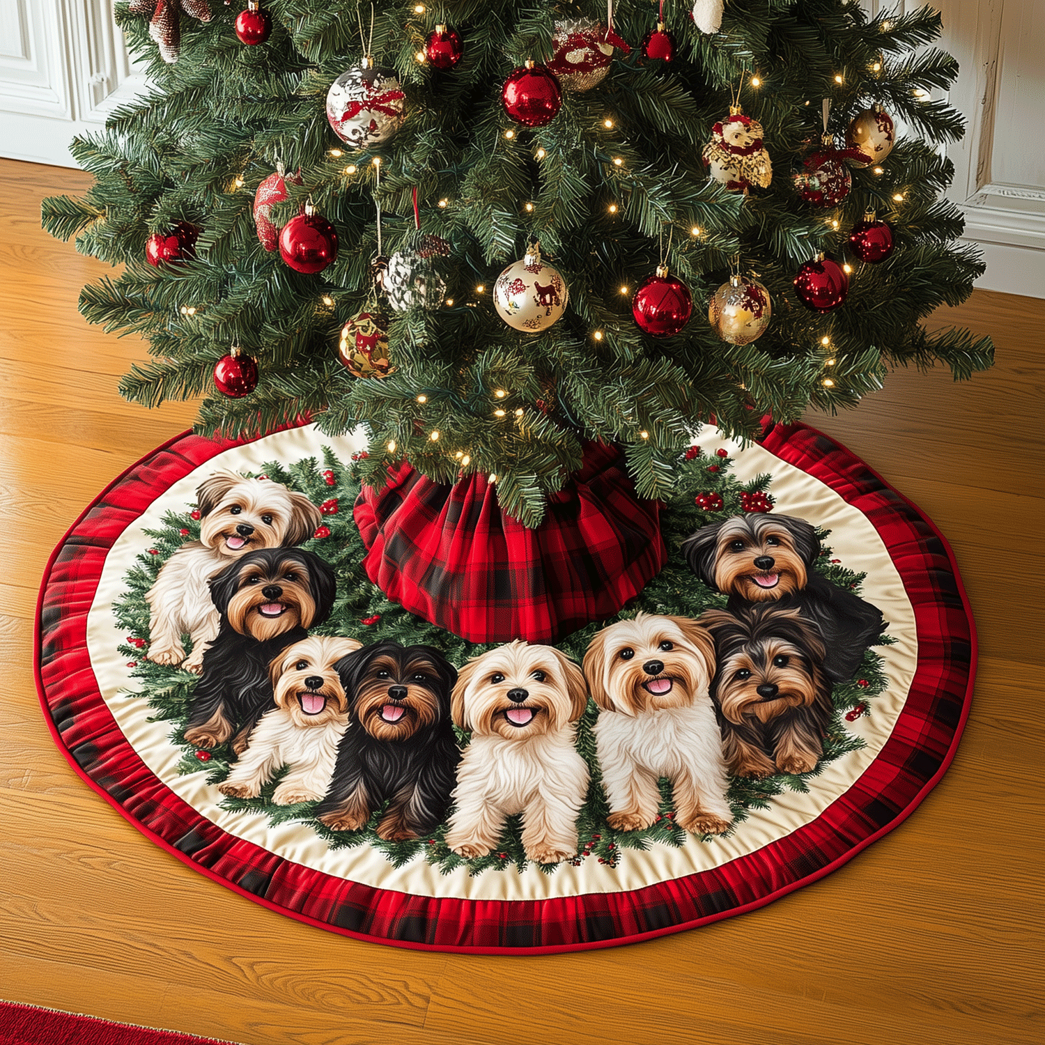 Terrier Tails Quilted Christmas Tree Skirt NCU0TH2021 – Vantique