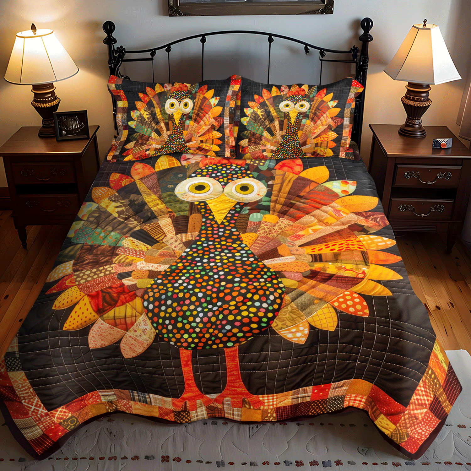 Thankful Turkey 3-Piece Quilted Bedding Set NCU0TH1107 – Vantique