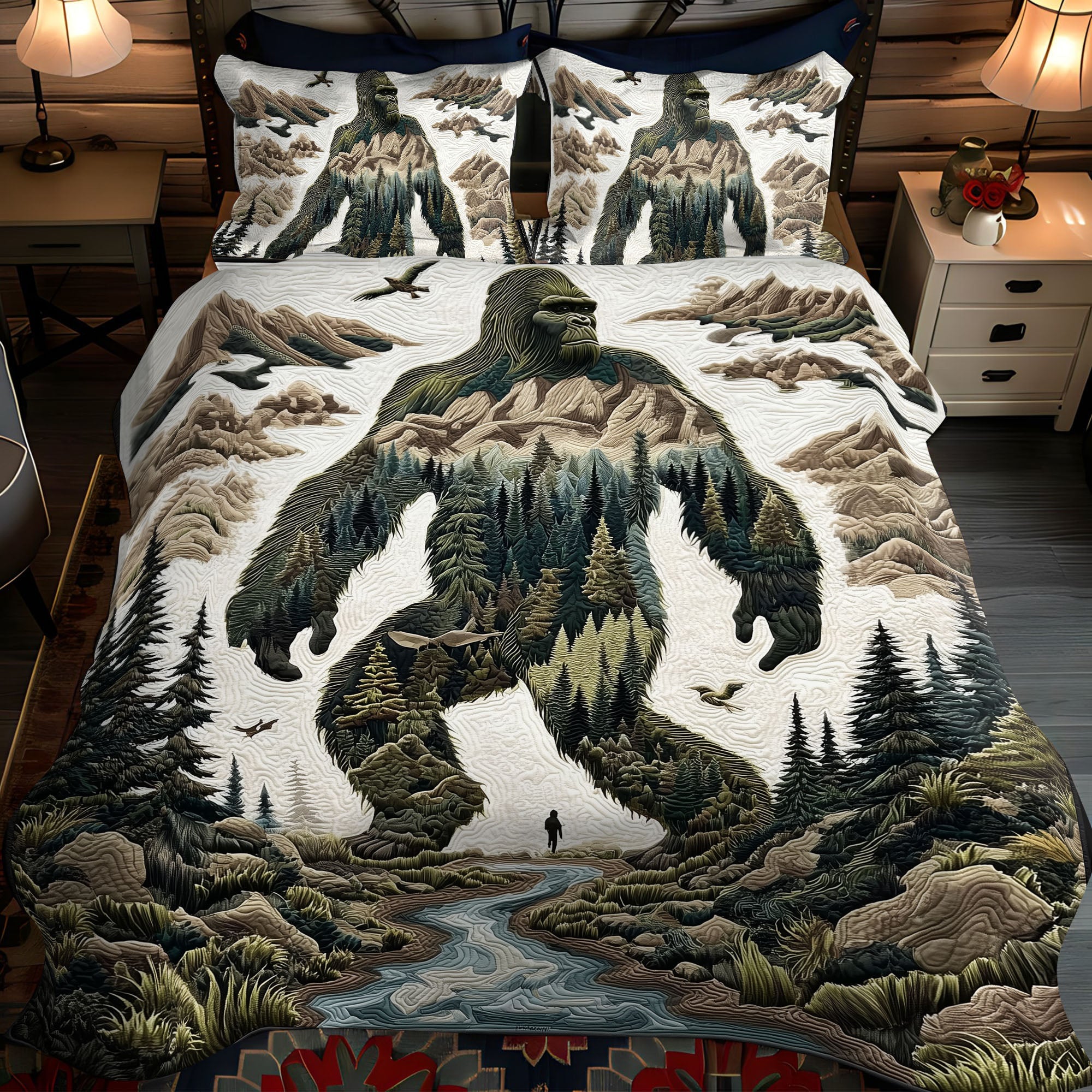 The Bigfoot Mystery 3-Piece Quilted Bedding Set NCU0PT7733 – Vantique