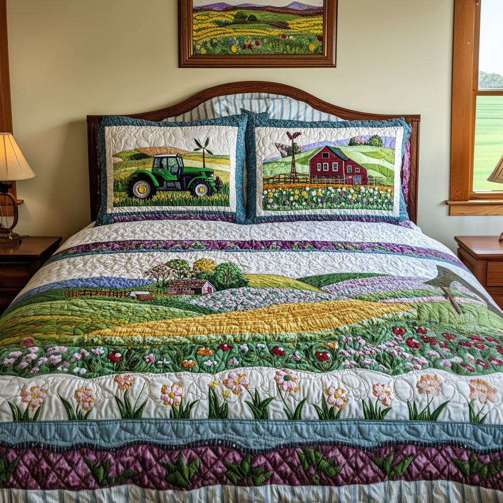The Farmlands 3-Piece Quilted Bedding Set NCU0PT6211 – Vantique