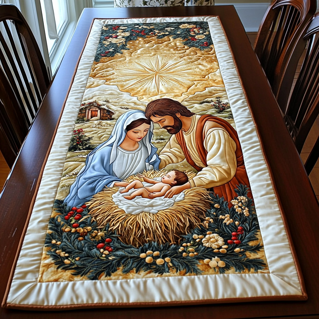 The Miracle of the Manger Quilted Table Runner NCU0DK1893 – Vantique
