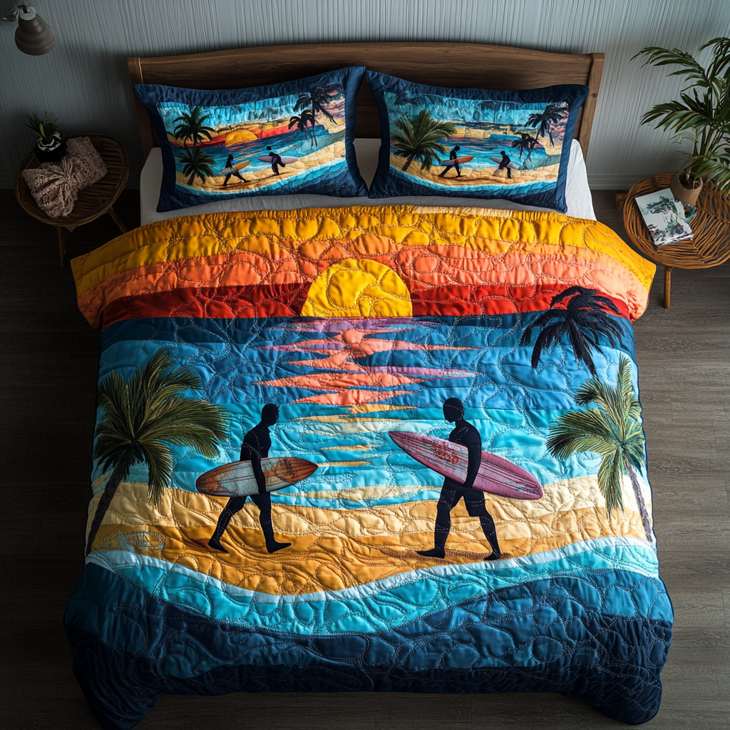 Tidal Flow 3-Piece Quilted Bedding Set NCU0DK5871 – Vantique