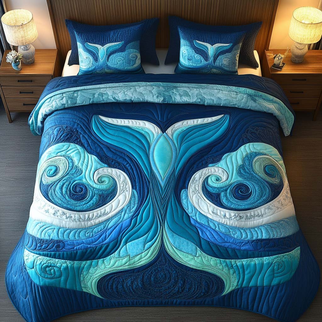 Tidal Symphony 3-Piece Quilted Bedding Set NCU0XD442 – Vantique