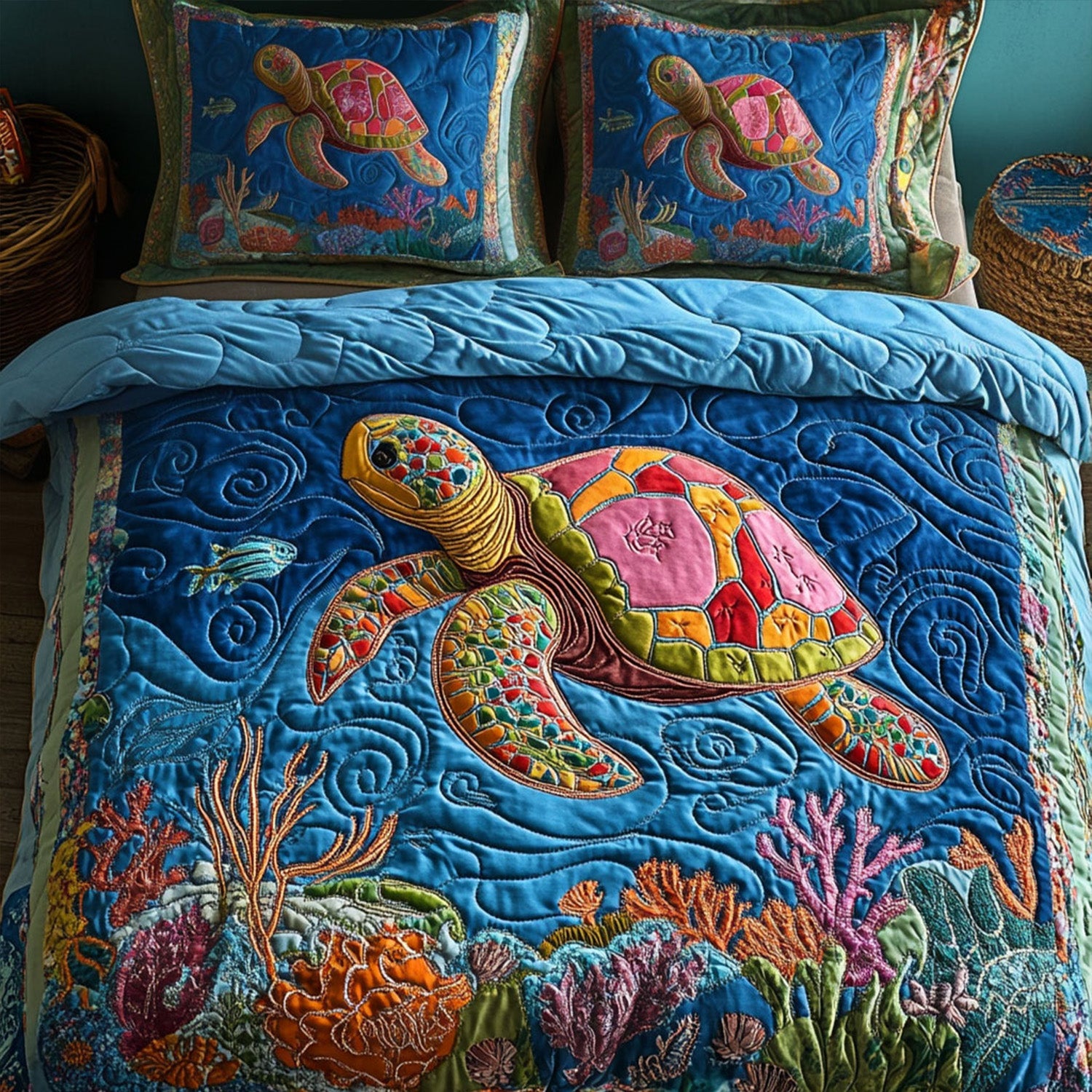 Tide Dancer 3-Piece Quilted Bedding Set NCU0PT2409 – Vantique